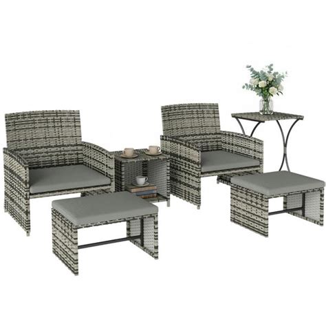 Outsunny 6 Piece Rattan Garden Furniture Set With Rackhams