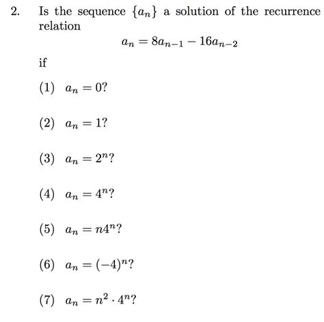 Solved Is The Sequence An A Solution Of The Recurrence