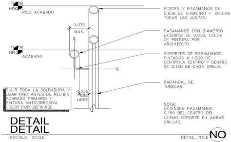 Polymer Mixing Handrail Typical Section Details Are Given In This 2d Autocad Dwg Drawing