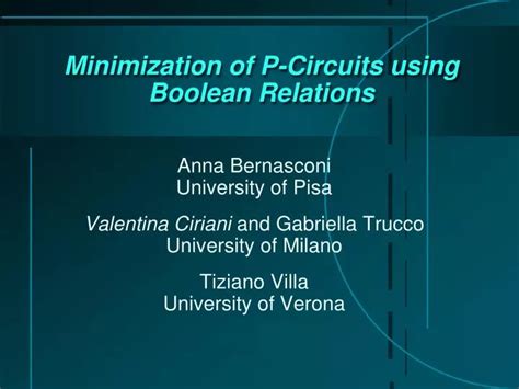 Ppt Minimization Of P Circuits Using Boolean Relations Powerpoint