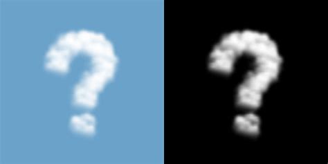 물음표 기호 및 기호 구름 또는 연기 패턴 의심 개념 디자인 투명 그림 고립 된 플 로트에 파란 하늘 배경에 불투명 마스크 벡터