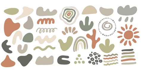 Premium Vector Hand Drawn Organic Shapes Set Abstract Boho Elements Blobs In Contemporary