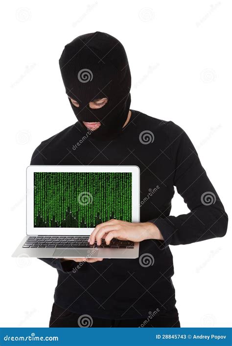 Hacker Stealing Data From A Laptop Stock Image Image Of Coder Fraud