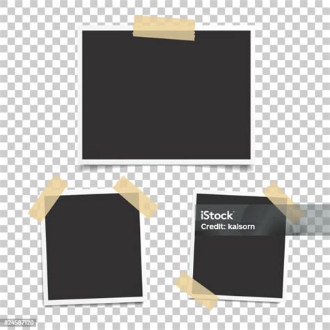 벡터 사진 프레임입니다 세트 현실적인 종이 인스턴트 사진입니다 서식 파일 디자인입니다 검은색에 대한 스톡 벡터 아트 및 기타 이미지 검은색 공란 그림자 Istock