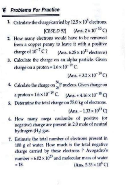 Problems For Practice Calculate The Charge Carried By Electro