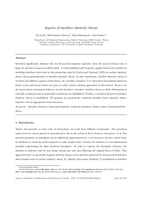 Pdf Aspects Of Interface Elasticity Theory