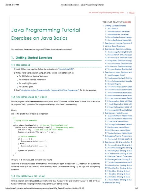 Java Basics Exercises Java Programming Tutorial Pdf Integer