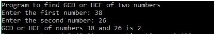 C Program To Find Gcd Of Two Numbers Using Recursion Quescol