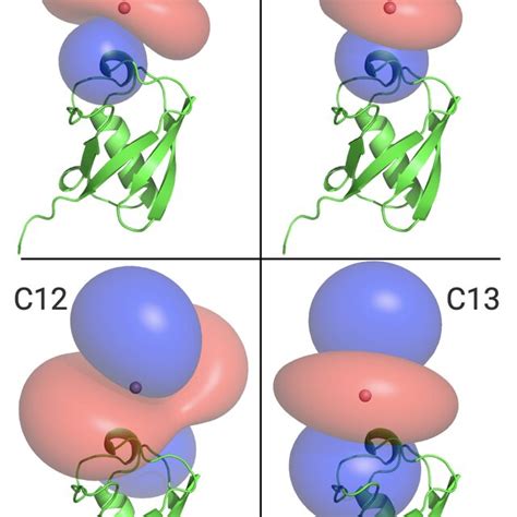 Ubiquitin Pdb Model 1ubq With Pcs Isosurface Plots For C1 C2 C12 And