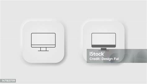 뉴모피즘 스타일의 Pc 아이콘입니다 비즈니스 Ui Ux에 대 한 아이콘입니다 데스크톱 기호입니다 사무 개인 데이터 모니터 디스플레이 컴퓨터 화면 네오모픽 스타일 벡터