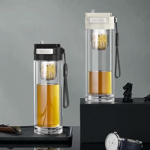 新款双层隔热磁弹玻璃杯高硼硅耐热磁吸茶仓泡茶师便携车载水杯子 阿里巴巴