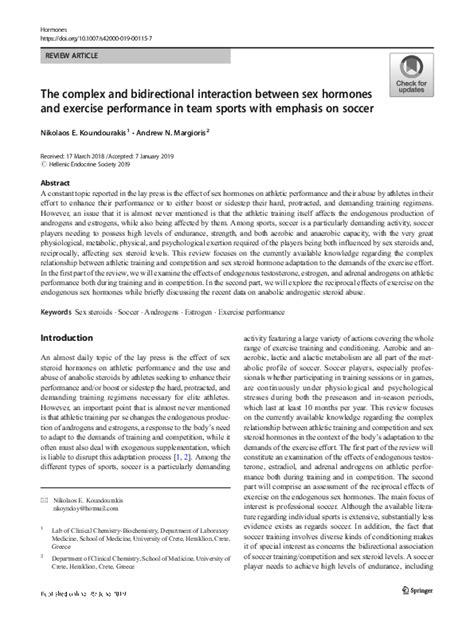 Pdf The Complex And Bidirectional Interaction Between Sex Hormones And Exercise Performance In