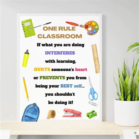 One Rule Classroom Poster Classroom Posters Classroom Rules Poster