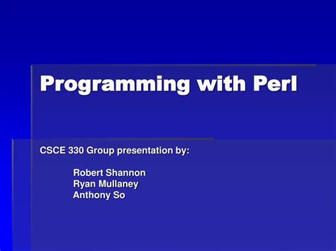 Ppt Programming With Perl Powerpoint Presentation Free Download Id