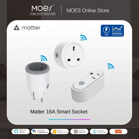 Moes Smart Eu Us Uk Plug Matter Wifi Socket 15 16a Timer Outlet Power
