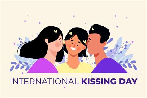 Illustration De La Journée Internationale Du Baiser Plat Vecteur Gratuite