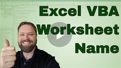 Excel Vba Worksheet Name Youtube