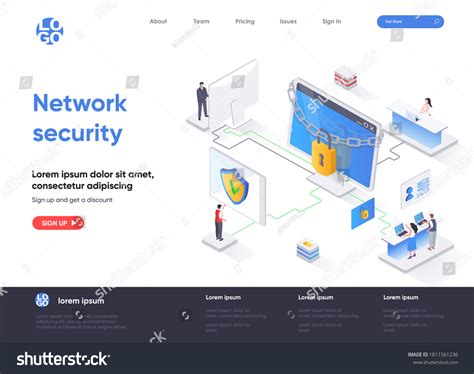 Network Security Isometric Landing Page Firewall Stock Vector Royalty
