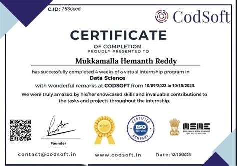 hemanth reddy mukkamalla on linkedin codsoft newbeginnings