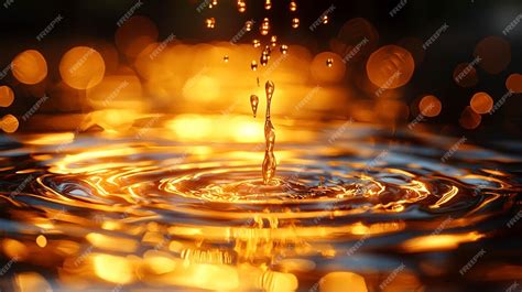 Golden Abstract Water Droplet Effect Background Premium Ai Generated