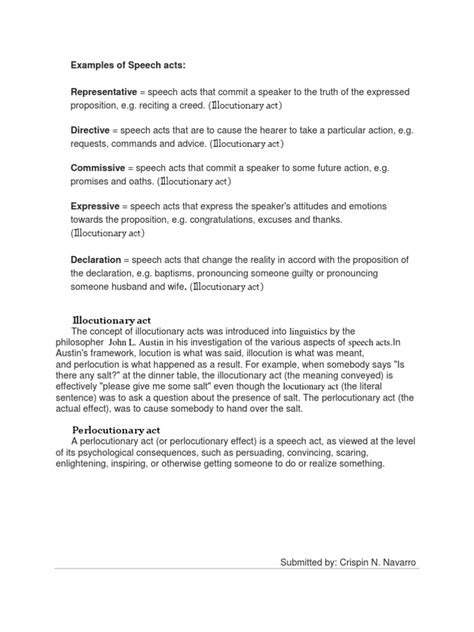 Classification And Explanation Of Speech Acts Representative Directive Commissive Expressive