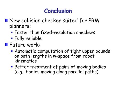 ppt exact collision checking of robot paths powerpoint presentation