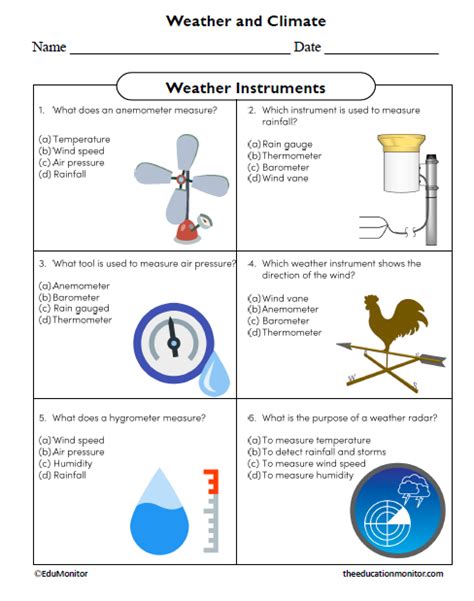 Weather Instruments Worksheet Edumonitor Science Math Language Arts