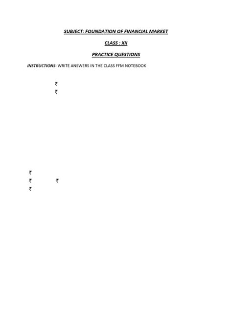 Class Xii Financial Market Practice Questions Pdf