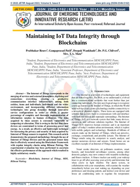 Fillable Online Maintaining Iot Data Integrity Through Blockchains Fax