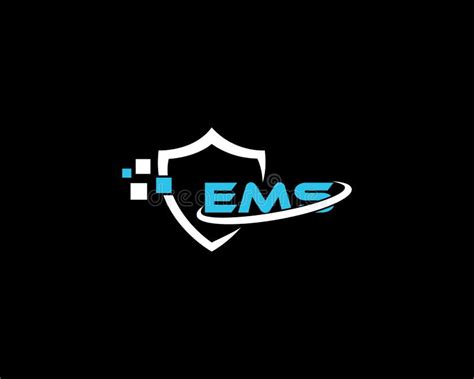 letters ems logo with shield style creative design concept stock