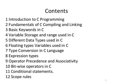 Fundamentals Of C Language