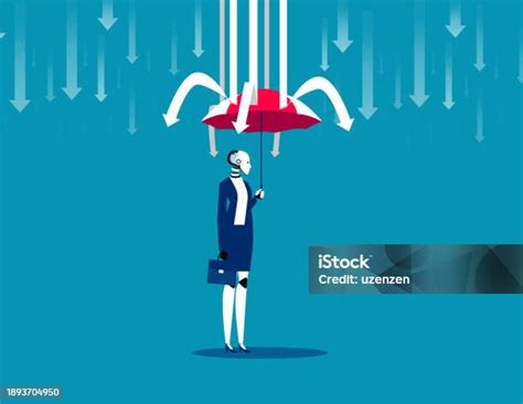 우산을 가진 로봇은 화살을 방지합니다 인공 지능 비즈니스 벡터 일러스트 레이 션 경쟁에 대한 스톡 벡터 아트 및 기타 이미지