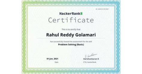 Rahul Reddy Golamari On Linkedin Hackerrank Problemsolving
