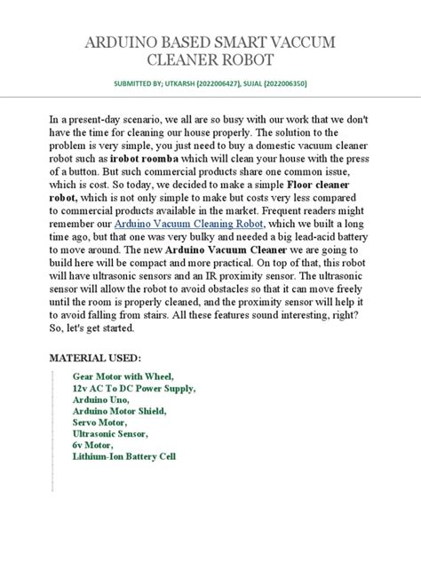 arduino based smart vaccum cleaner robot 222 pdf vacuum cleaner machines