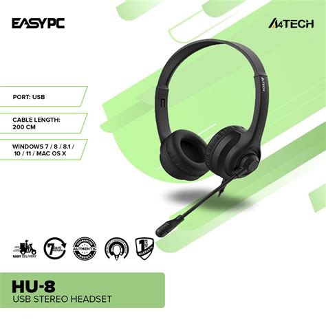 A4tech Hu 8 Usb Stereo Rotatable Mic Light Weight High Performance H
