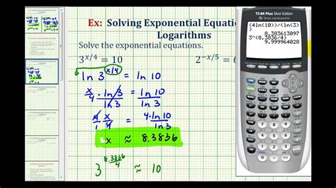 Ex 2 Solve Exponential Equations Using Logarithms Youtube