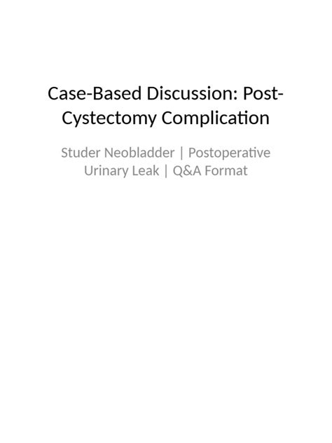 Post Cystectomy Complications Qanda Guide Pdf Stent Surgery