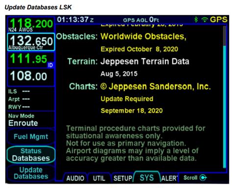 Database Status Page Avidyne Techsupport