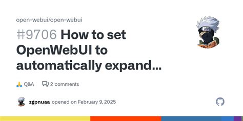 How To Set Openwebui To Automatically Expand The Chain Of Thought By Default · Open Webui Open