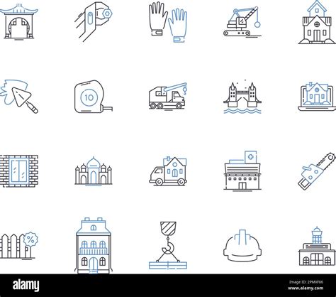 Construction Design Line Icons Collection Architecture Drafting