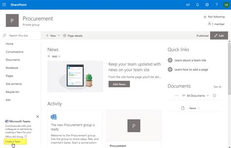 create microsoft teams site at scott paramore blog