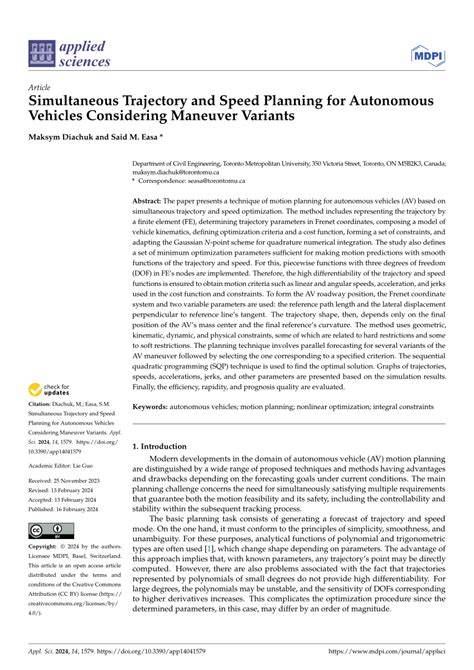 Pdf Simultaneous Trajectory And Speed Planning For Autonomous Vehicles Considering Maneuver