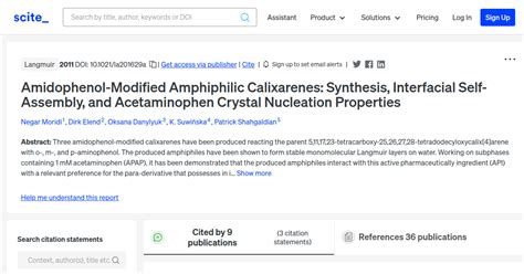 Amidophenol Modified Amphiphilic Calixarenes Synthesis Interfacial Self Assembly And