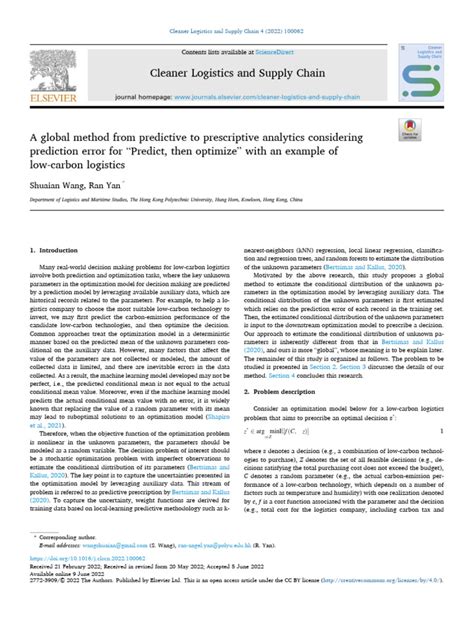 A Global Method From Predictive To Prescriptive Analytics 2022 Cleaner Logi Pdf