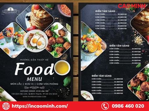 Mẫu Menu Formex Bồi Bìa Cứng Giá Rẻ Bền đẹp In Ấn Cao Minh