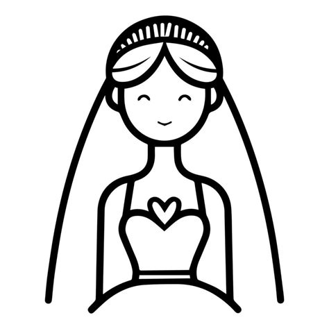 Bride Icon Or Modern Line Symbol Line Art And Icon Design With Bold Outline Black And White