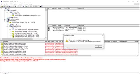 C Dependency Walker Errors Were Detected When Processing Stack Overflow