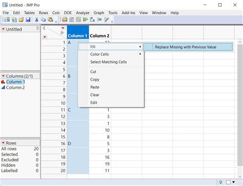 Solved How To Replace Empty Rows Until Next Entry And Continue Jmp User Community