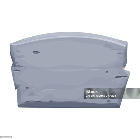 돌 태블릿 패널 흰색 배경에 고립 된 금이 요소와 질감 만화 프레임 Ui 인터페이스 웹 배너 디자인 요소에 대한 솔리드 회색 기호 사각형 모양 건설 산업에 대한 스톡 벡터