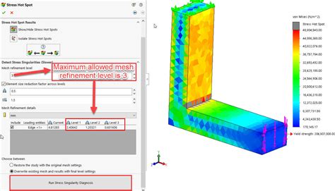 Solidworks Simulation 2018 Mesh Refinement For Stress Singularity